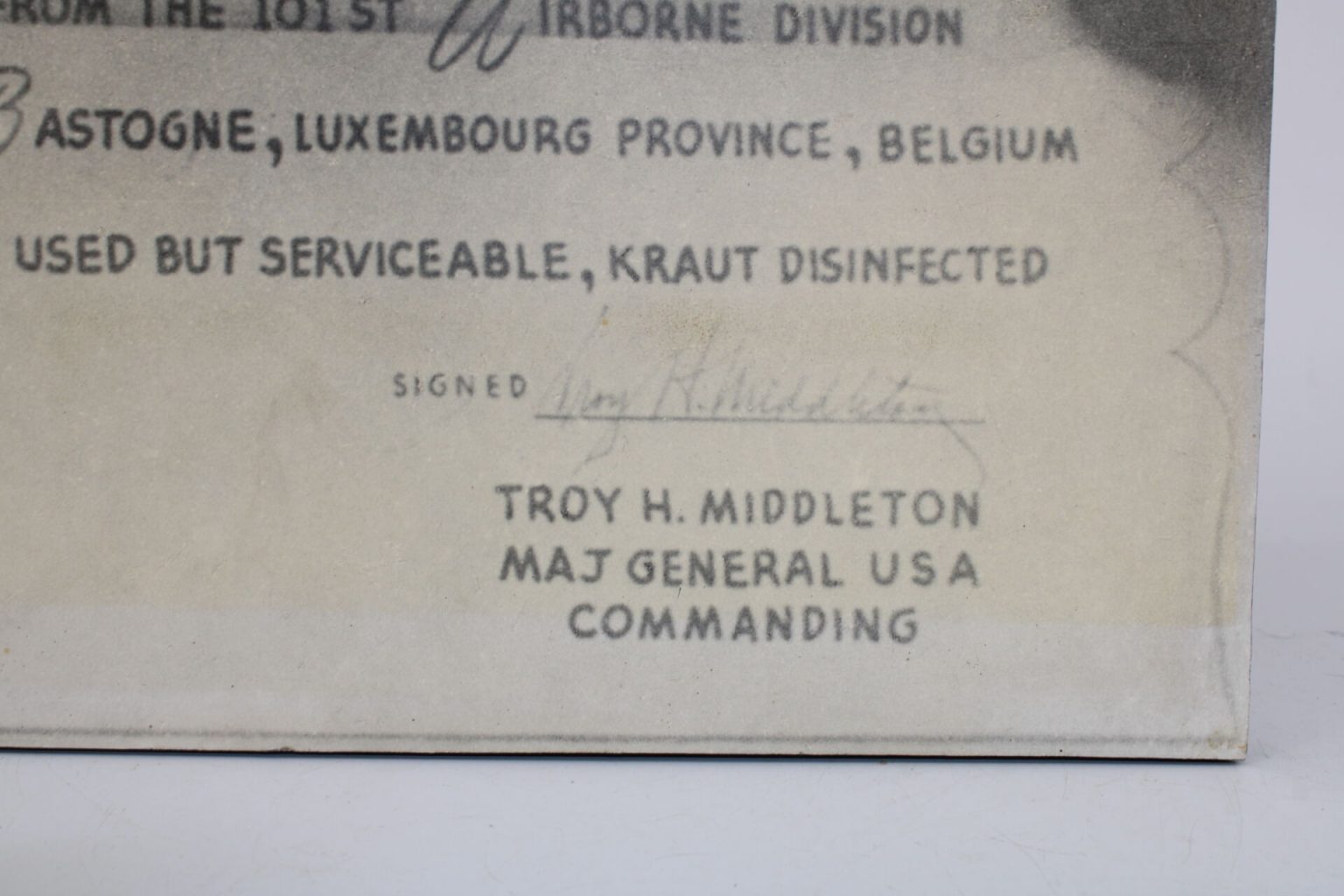 « Memorandum Receipt VIII Corps » – Bastogne – 18 janvier 1945 ...